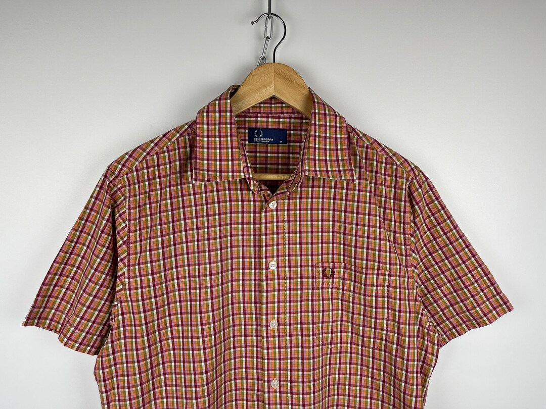 Vintage Fred Perry Check Short Sleeve Shirt Men's Size M Button up ...