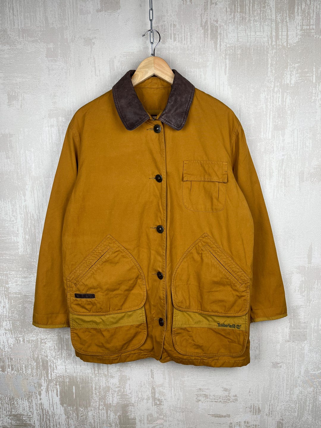 Timberland Vintage Jacket Leather Collar Barn Coat Chore Hunting Women ...