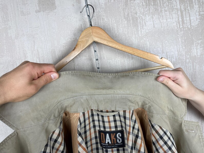 Vintage Daks London Check Lining Trench Coat Jacket Men's Size 107 CM ...