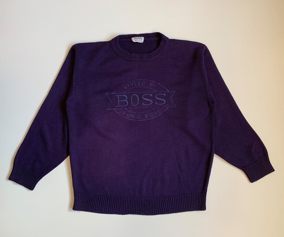 90s Hugo Boss Big Embroidered Logo Vintage Mens Sweater Size M ...