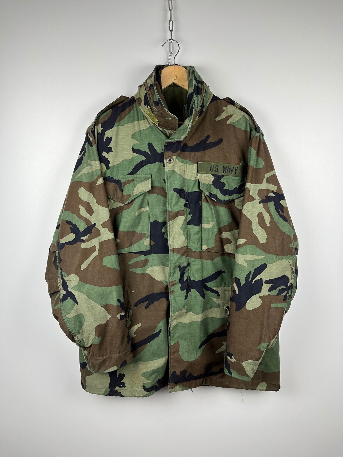 80's Vintage 1984 John Ownbey M65 US Navy Field Coat USA Camo Jacket ...