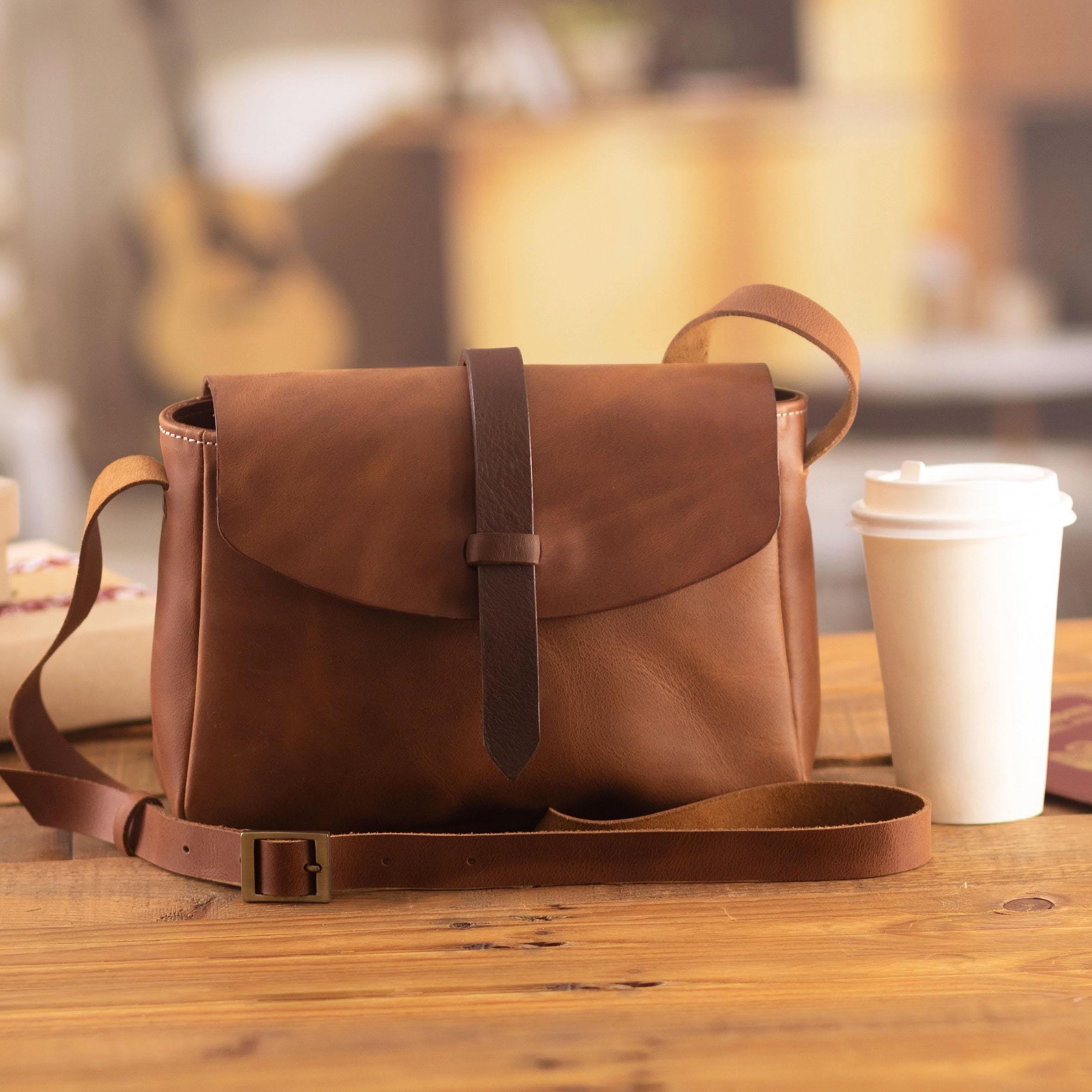 Leather Crossbody Handbag, Tan Leather Shoulder Bag, Crossbody, Leather ...
