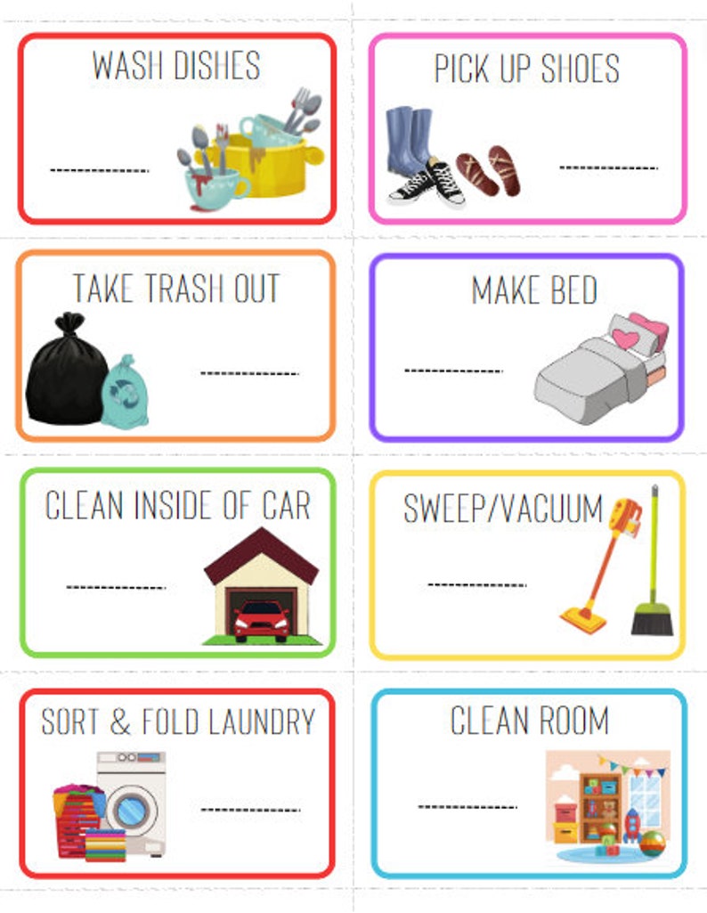 Printable Chore Chart for Kids -premade and Customizable - Etsy
