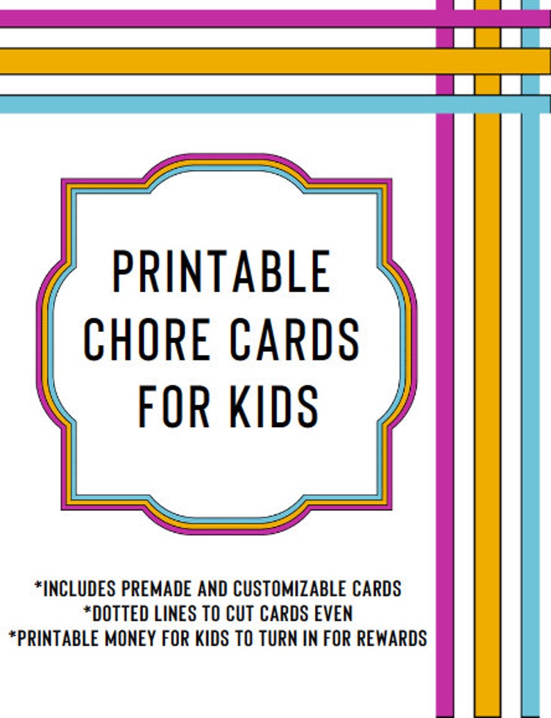 Printable Chore Chart for Kids -premade and Customizable - Etsy