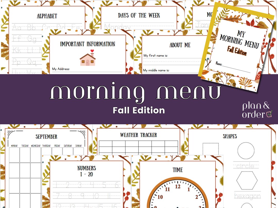 Homeschool Morning Basket - Morning Menu - Fall Edition - Etsy