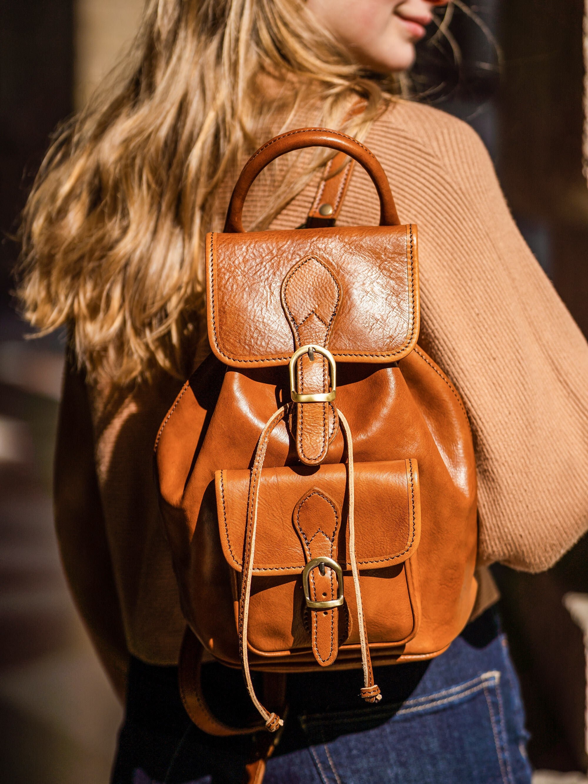 【正規品直輸入】 Braided Small Womens Braided Knapsack Black Backpack Leather ...