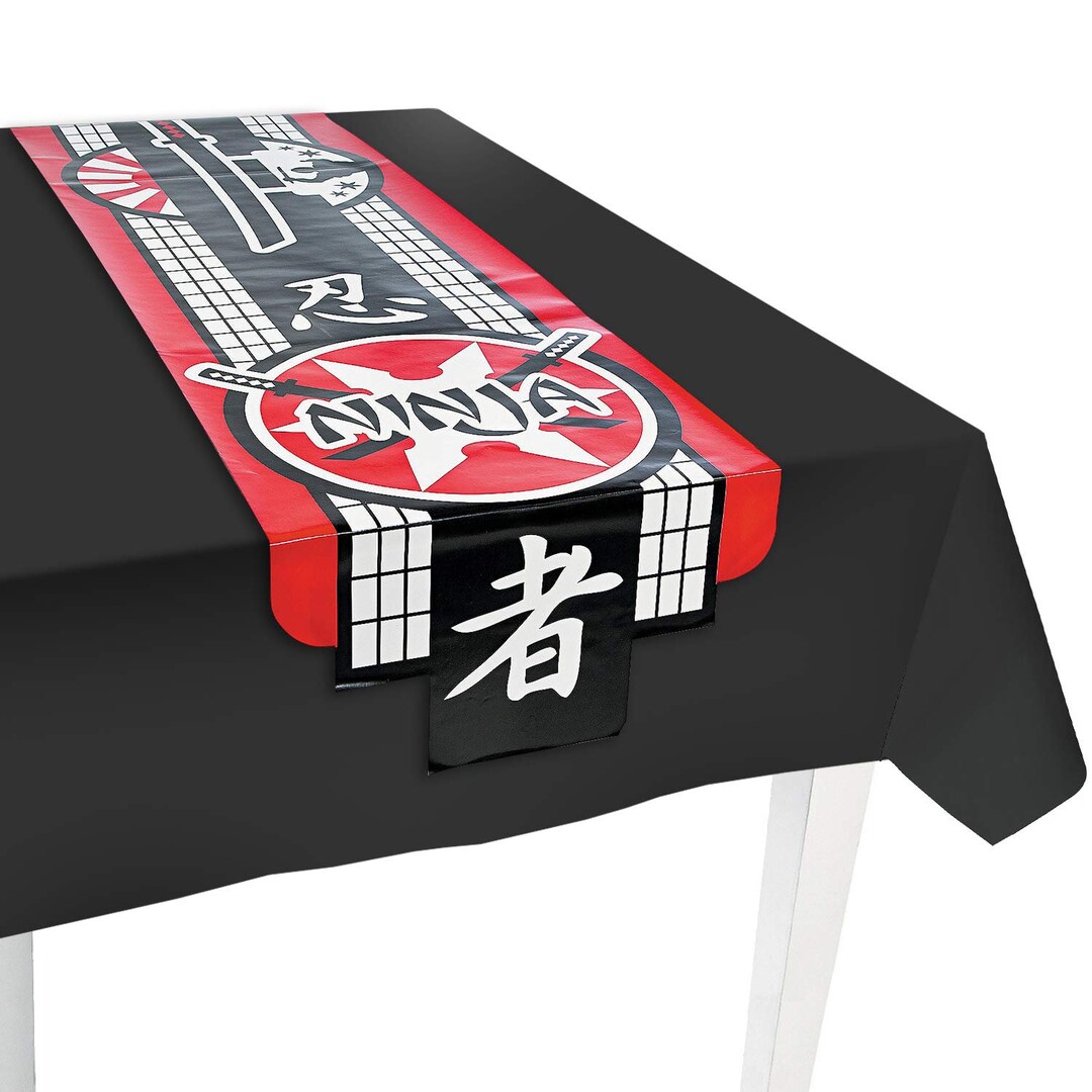 Ninja Party Supplies - Ninja Warrior Table Runner and Black Tablecover ...
