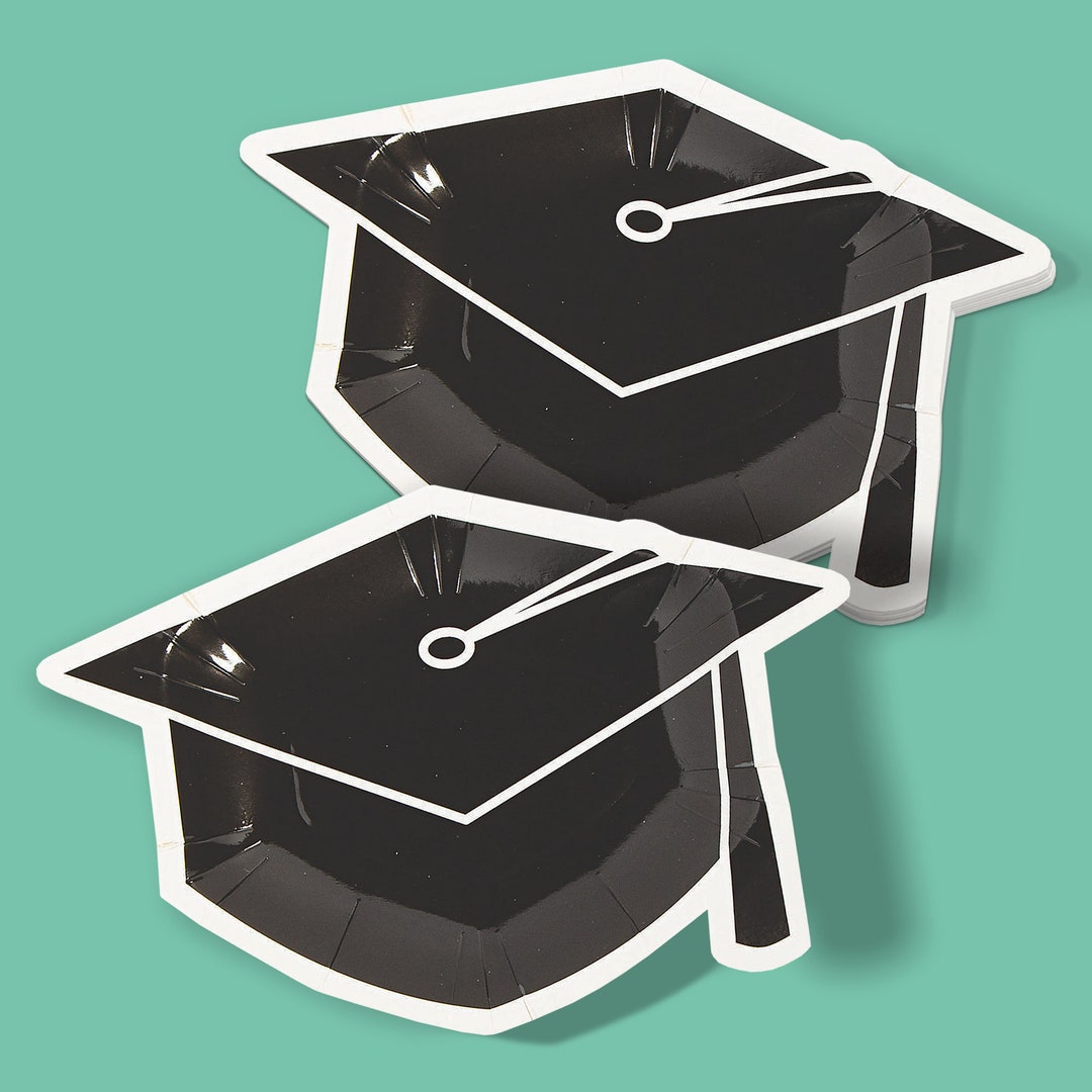 Graduation Cap Shaped Disposable Black Paper Dessert Plates, 8 Count - Etsy