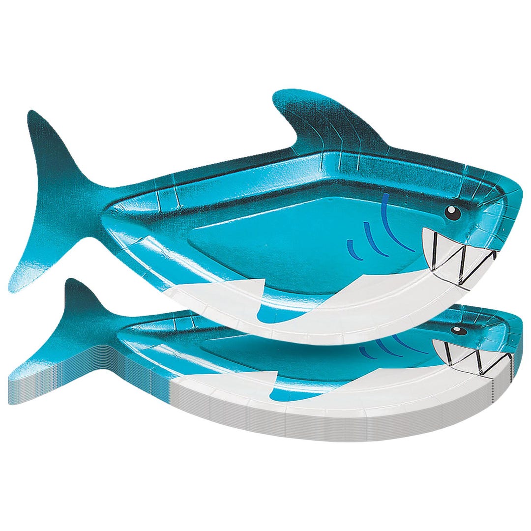 Shark Party Deluxe Metallic Shark-shaped Mini Dessert Plates (16 Plates ...