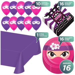 Pink Ninja Party Pack - Pink and Purple Ninja Girl Paper Dessert Plates ...