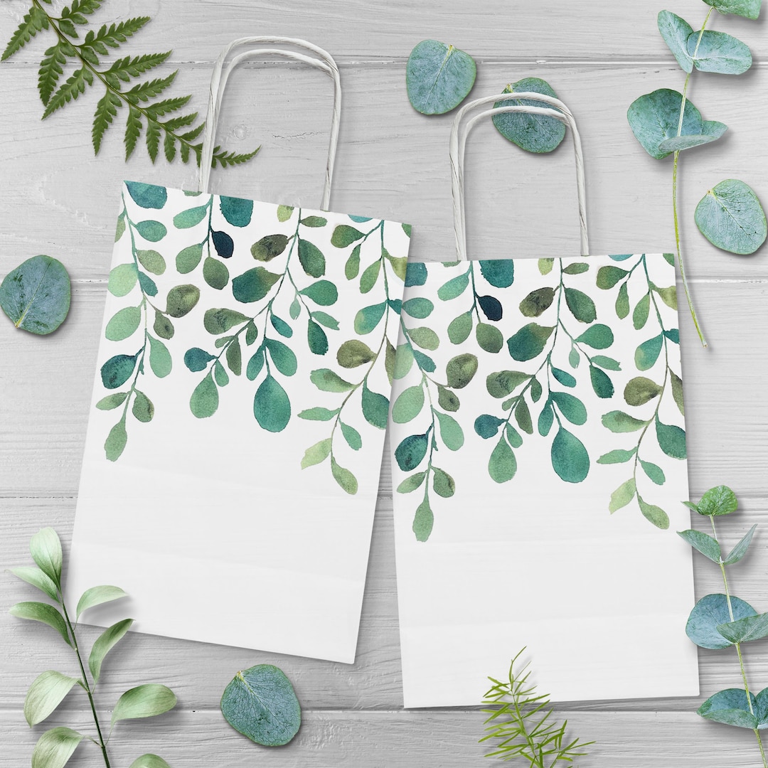 Watercolor Greenery Paper Gift Bags, Spring Party Favors (12 Pack) - Etsy