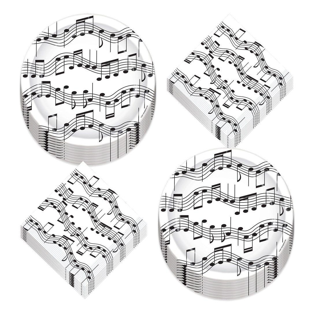 Musical Party Music Note Paper Dessert Plates and Beverage Napkins ...