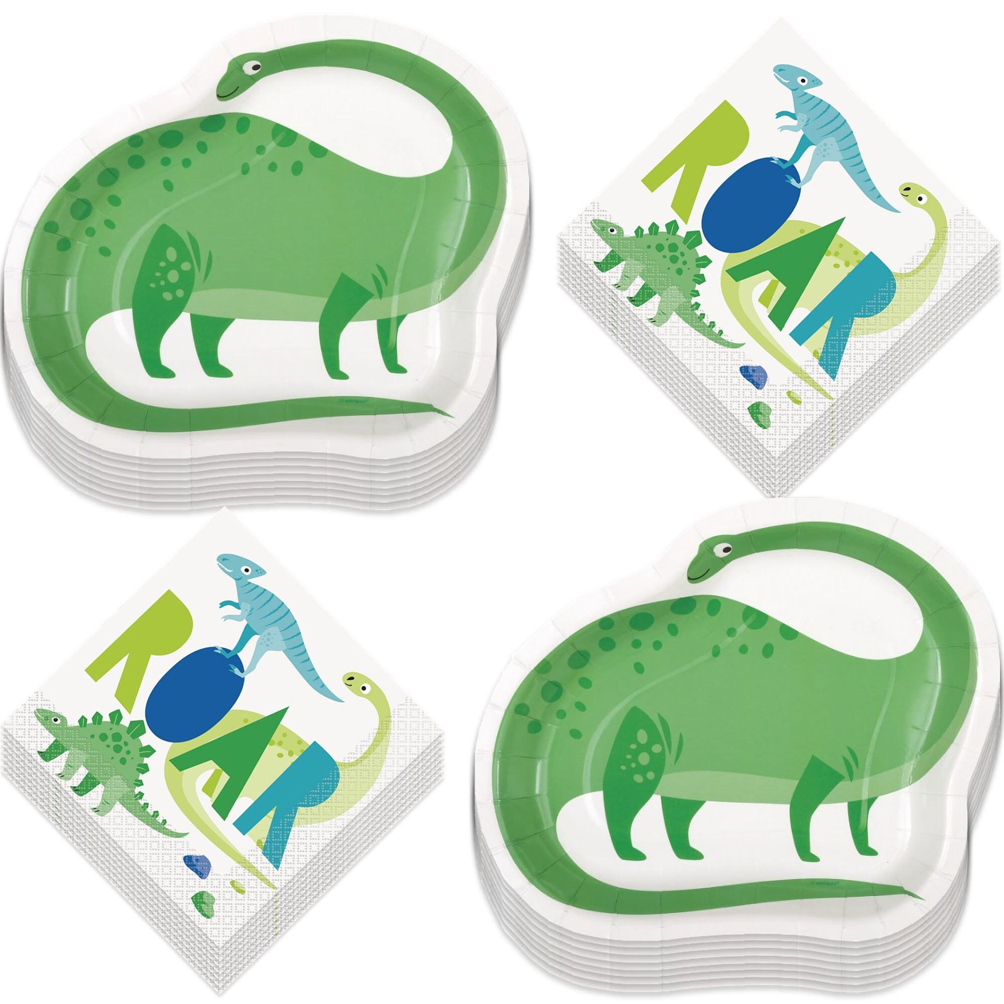 Green Dinosaur Party Dino-shaped Paper Dinner Plates and Lunch - Etsy
