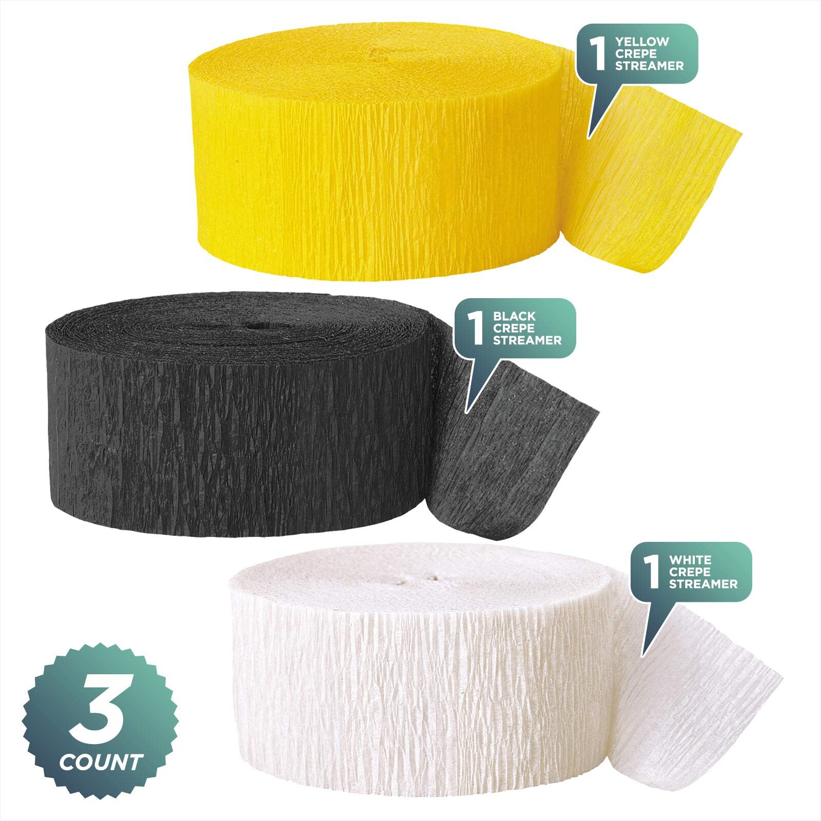Bee Party Yellow, Black, and White Paper Crepe Streamer Decorations 81 ...
