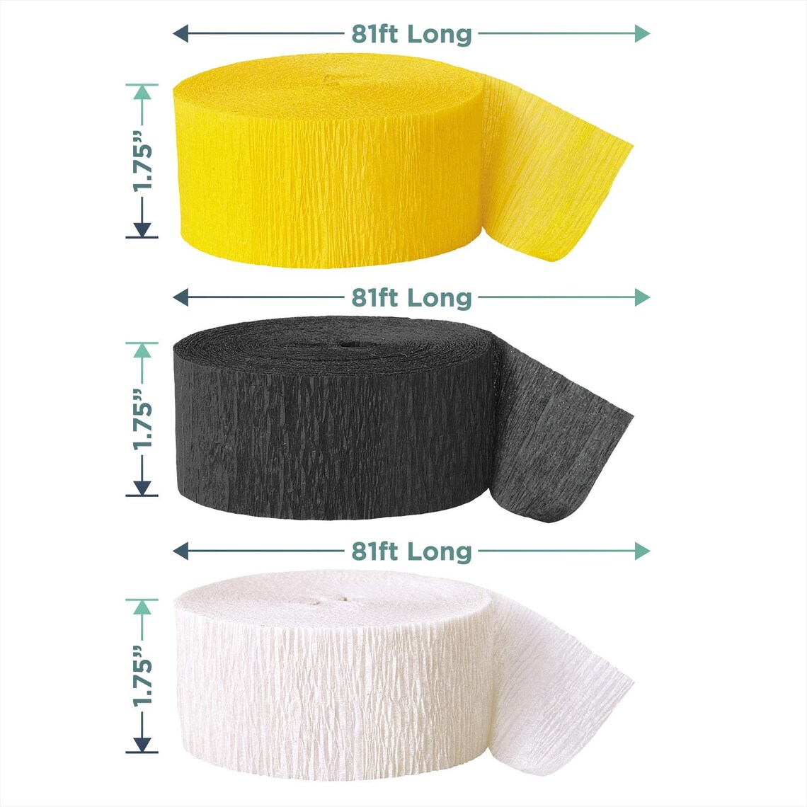 Bee Party Yellow, Black, and White Paper Crepe Streamer Decorations 81 ...