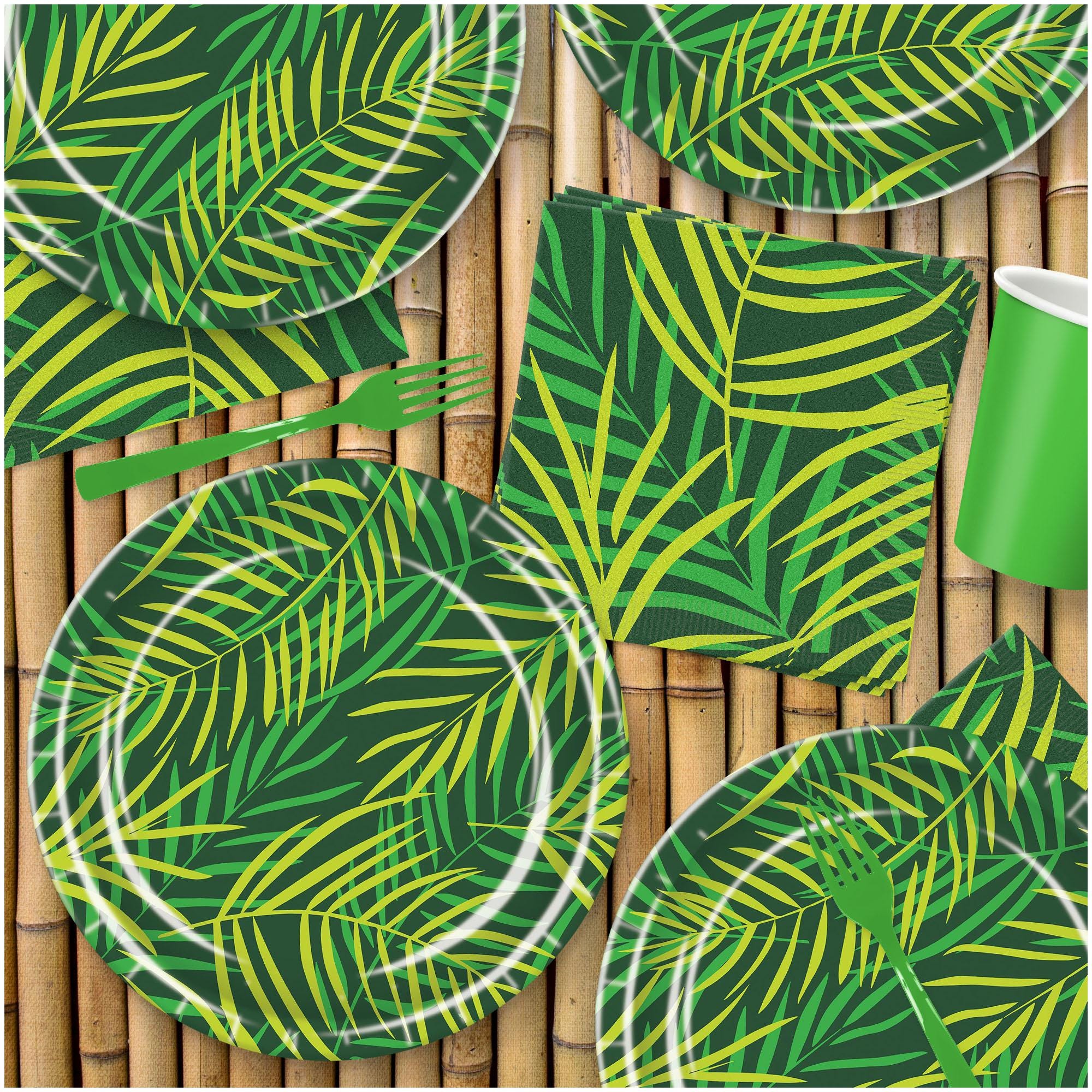 Palm Leaf Jungle and Luau Party Round Paper Dinner Plates (16 Plates ...