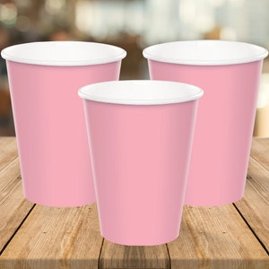 Solid New Pink Disposable Beverage Party Cups, 9 Ounce Size, 20 Count ...
