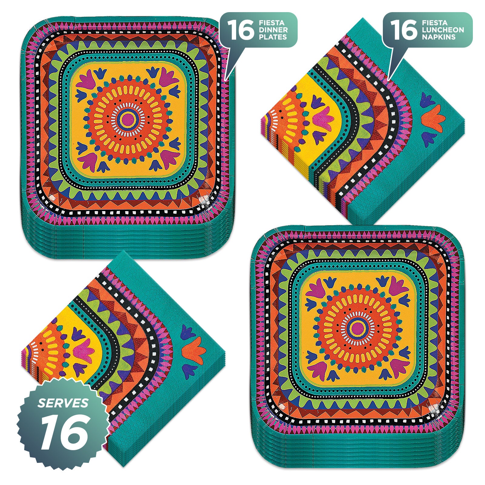 Teal Fiesta Party Pack Cups Plates Napkins for Cinco De - Etsy
