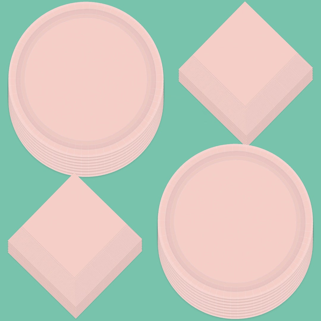 Solid Pale Pink Paper Dessert Plates and Beverage Napkins - Pink Party ...