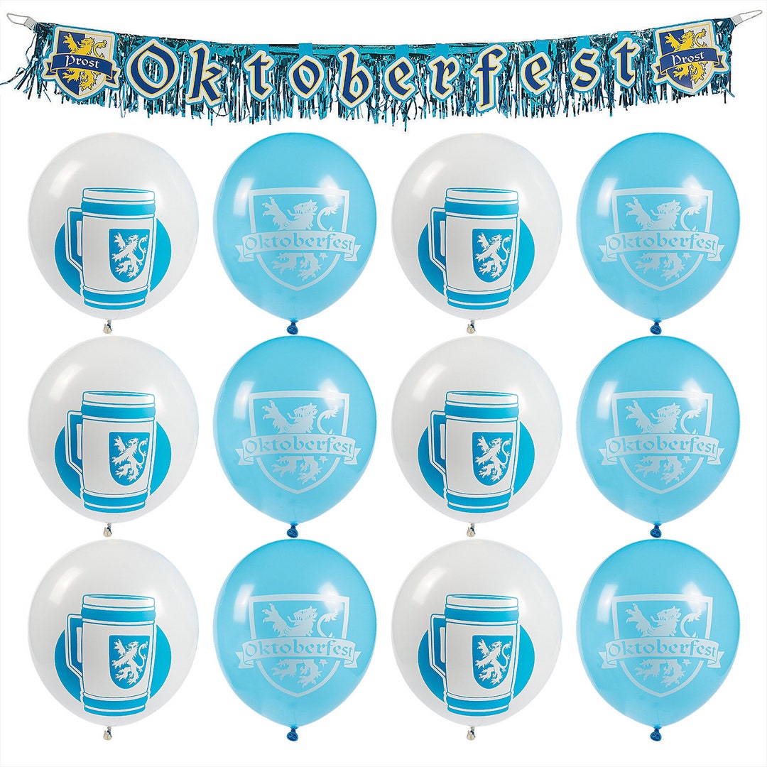 Oktoberfest Party Blue & White Latex Balloons and Foil Fringe Garland ...