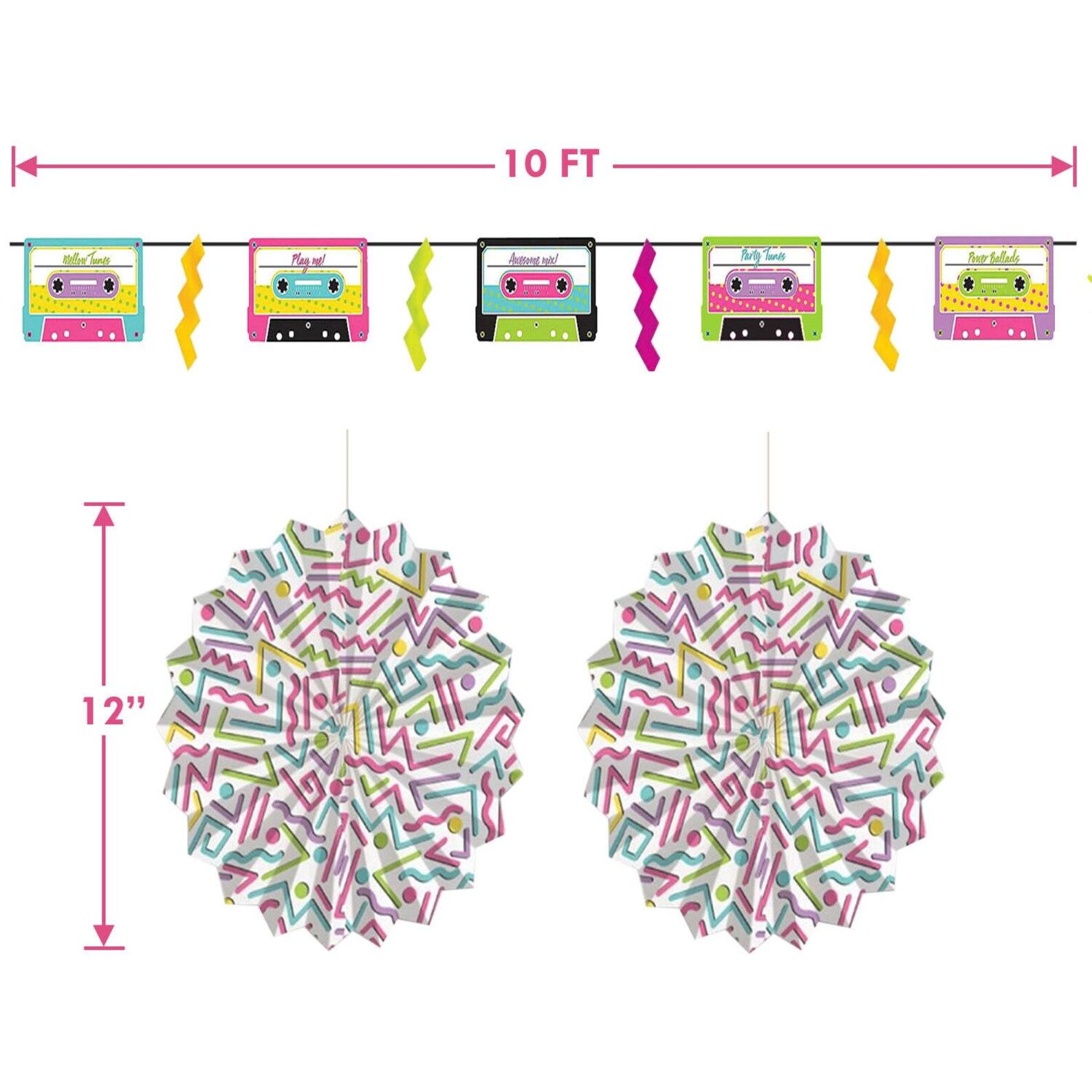 Awesome 80's and 90's Party Supplies - Hanging Decorations, Cutouts ...