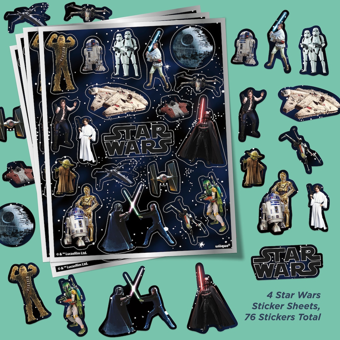 Classic Star Wars Sticker Sheets, 4 Sheets, 76 Stickers Total - Etsy