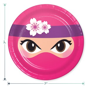Pink Ninja Party Supplies - Ninja Girl Paper Dessert Plates and Ninja ...