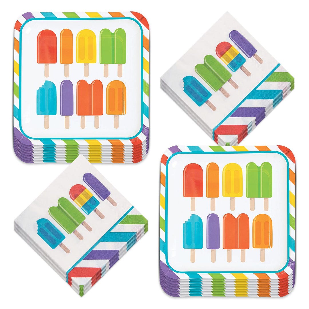Ice Pop Party Supplies - Popsicle Dinner Plates and Napkins - for ...