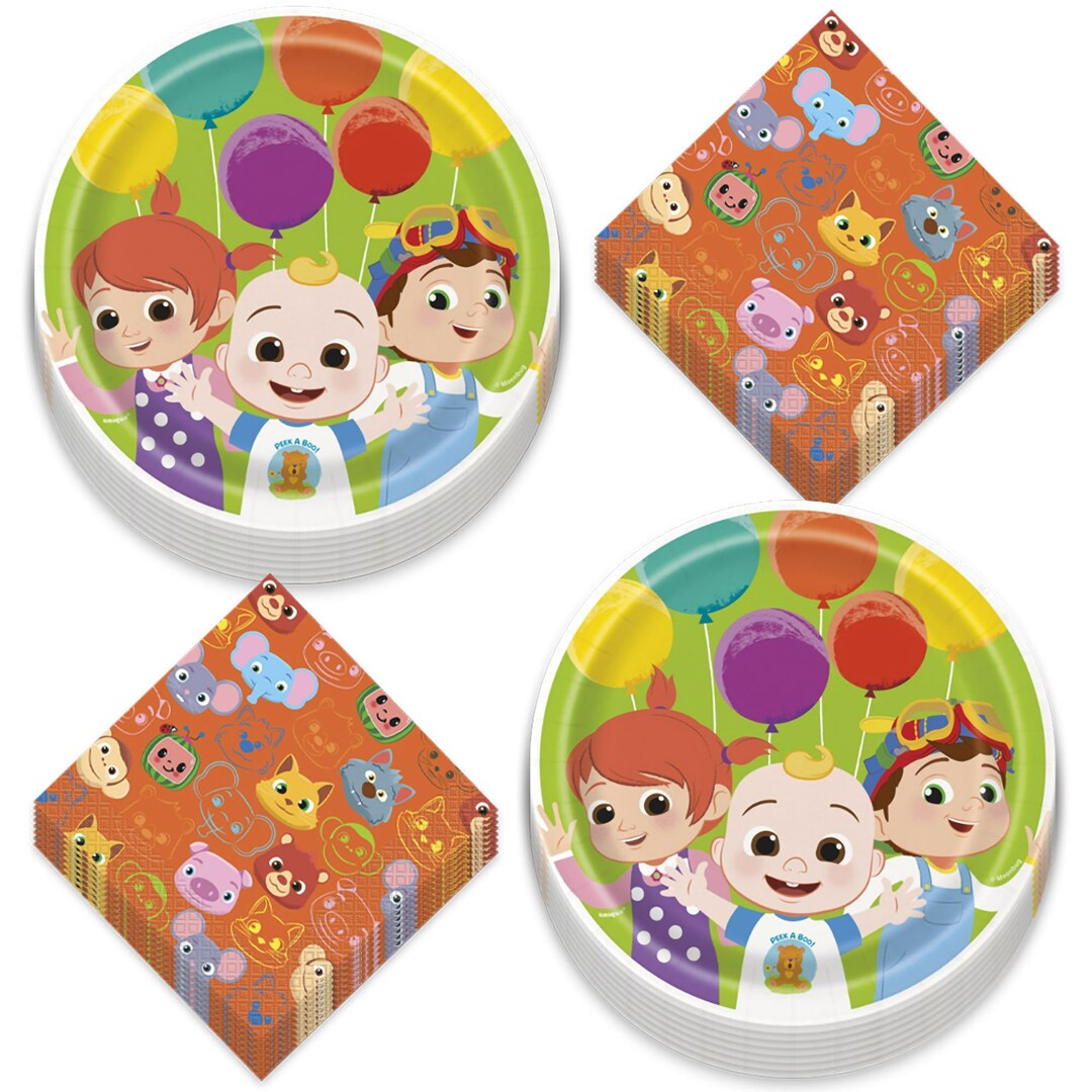 Cocomelon Party Supplies - Cocomelon Theme Birthday Party Round Paper ...