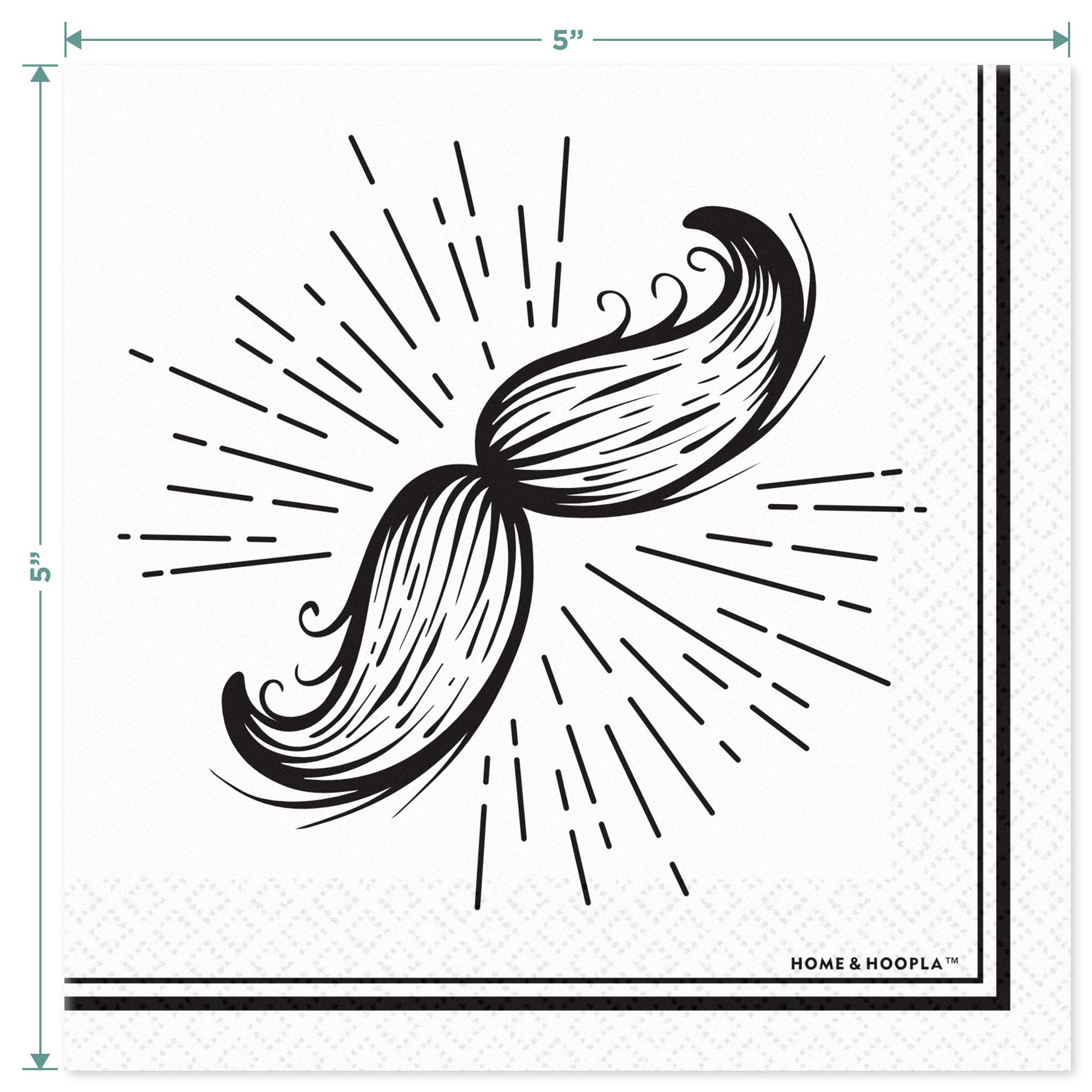 Mustache Party Pack - Black and White Moustache Paper Dessert Plates ...