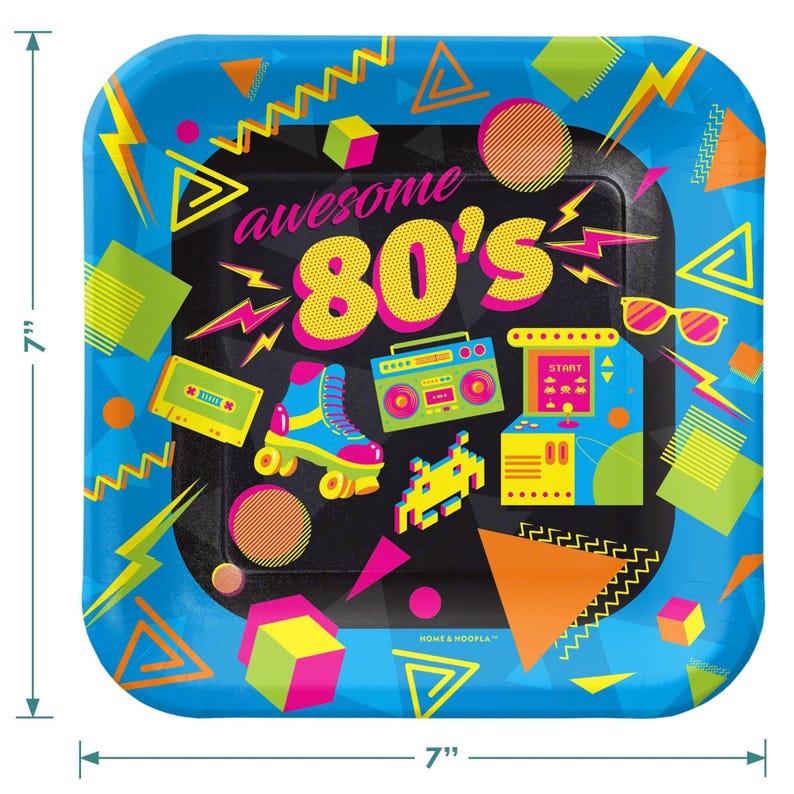 80's Party Supplies - Totally Awesome Throwback Theme Square Paper ...