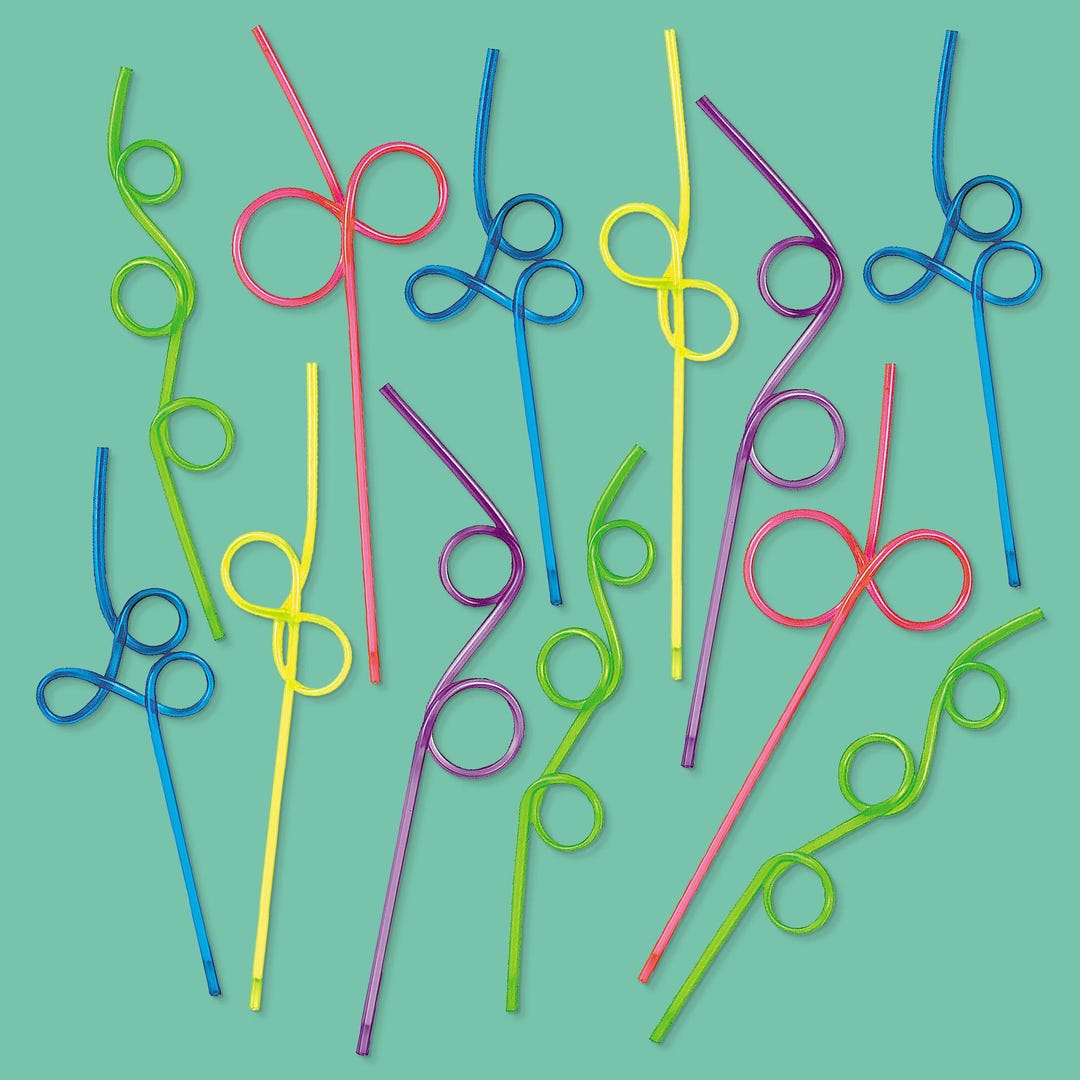 Fun Loop Plastic Assorted Party Straws, 12 Count - Etsy