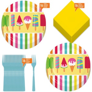 Sweet Summer Cold Treats Ice Cream & Popsicle Paper Dessert Plates ...
