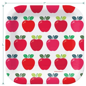 Apple Party Supplies - Red Apple Variety Square Paper Dessert Plates ...