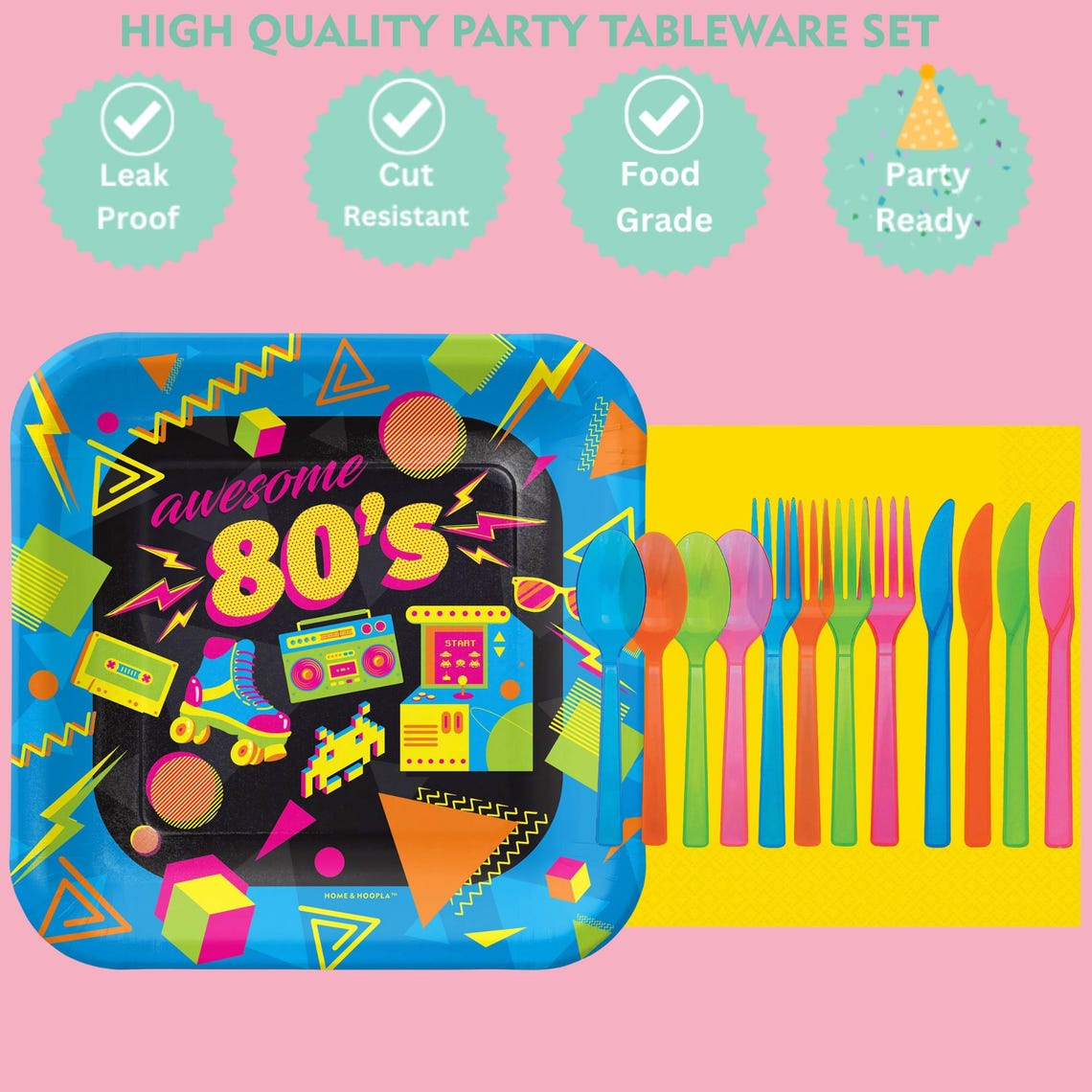 80's Party Supplies - Totally Awesome Throwback Theme Square Paper ...