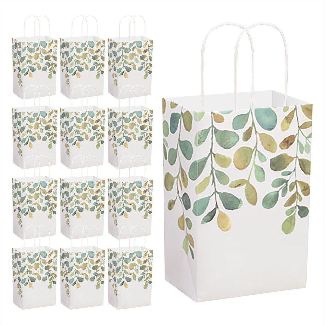 Spring Greenery Watercolor Green Leaf Paper Gift Bags and - Etsy