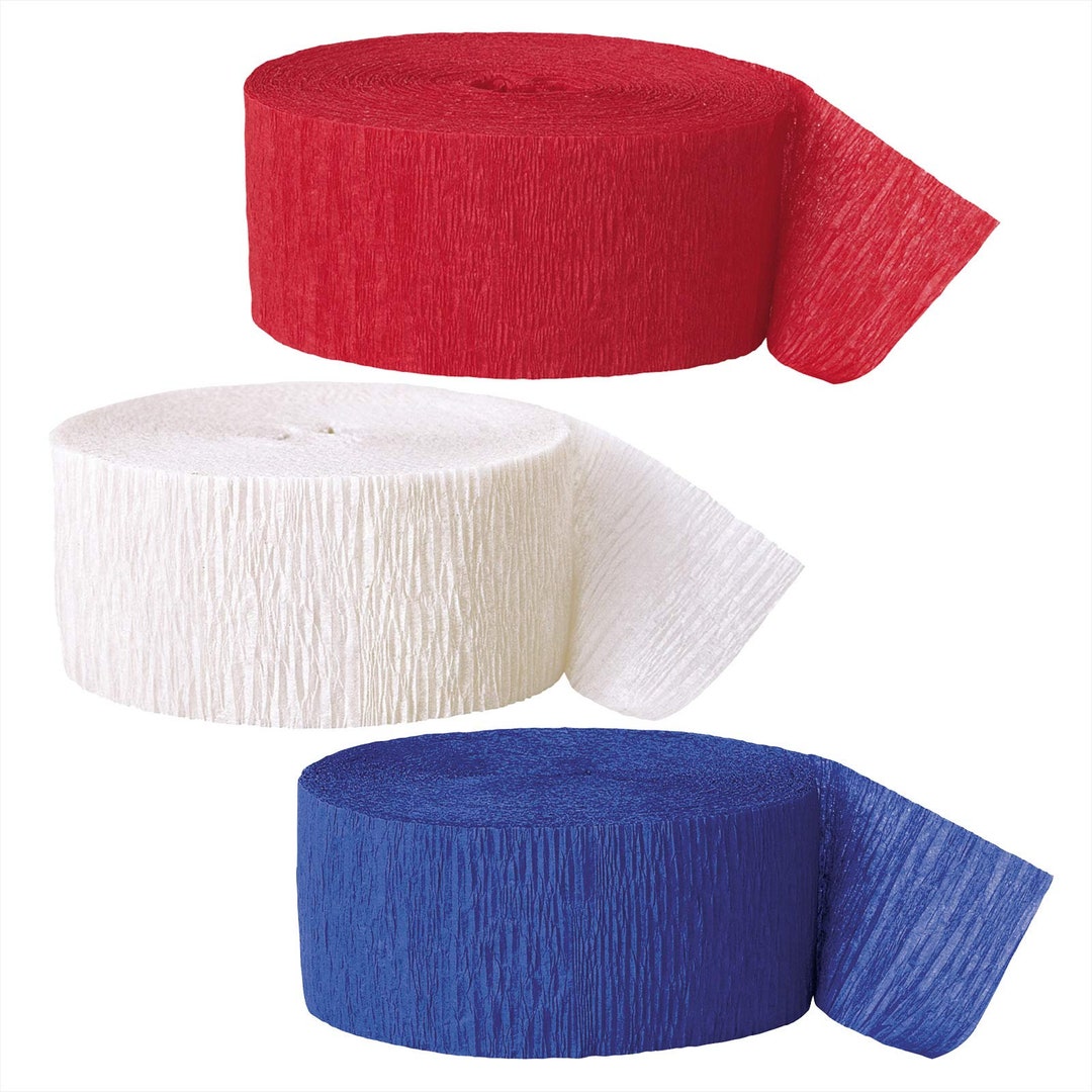 Patriotic Party Red, White, and Blue Crepe Paper Streamer Decorations ...