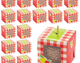 Red and White Checked Caramel Apple Boxes, Set of 12, Apple Party ...