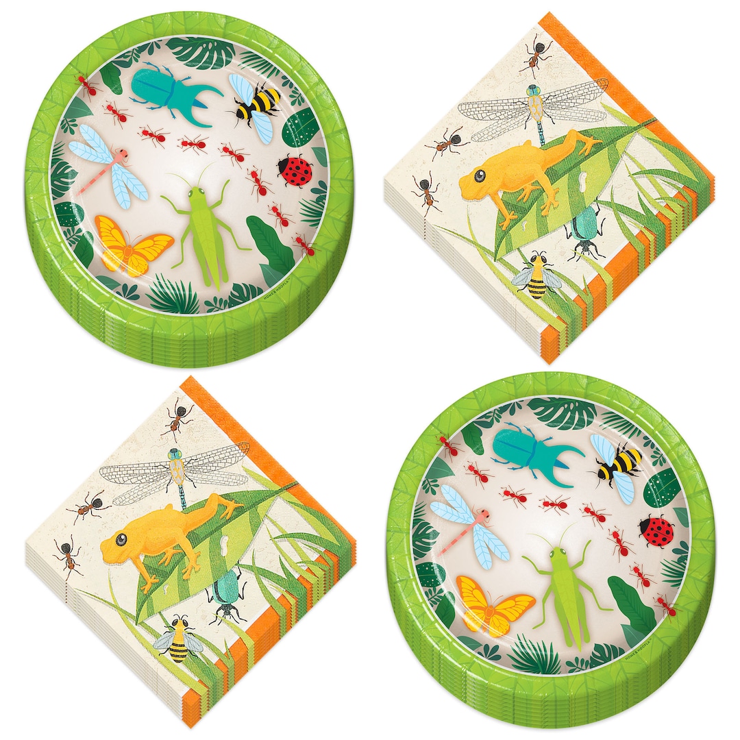 Insect Party Supplies - Backyard Bug Party Round Paper Dessert Plates ...