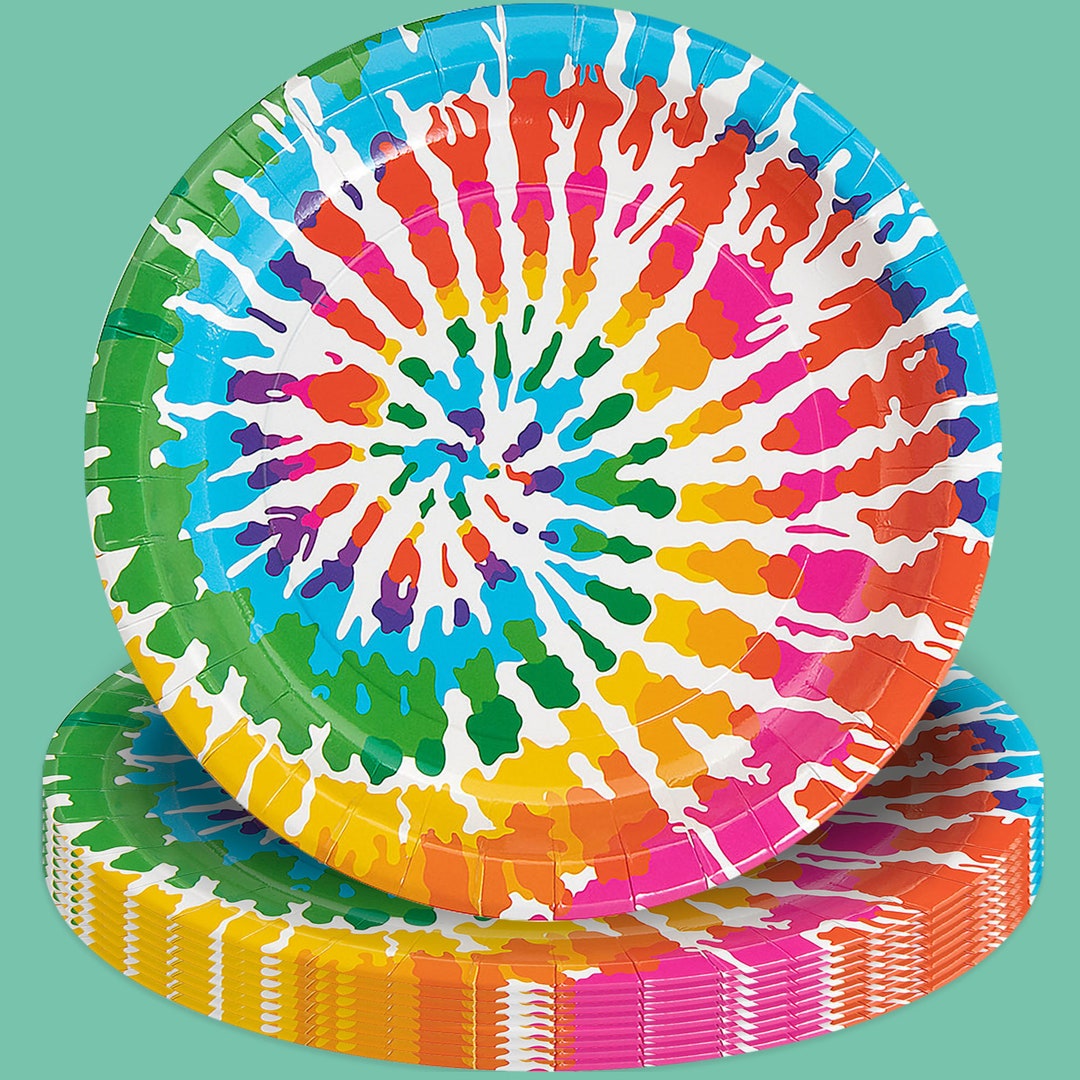 Tie Dye Swirl Disposable Round Paper Dessert Plates, 8 Count - Etsy