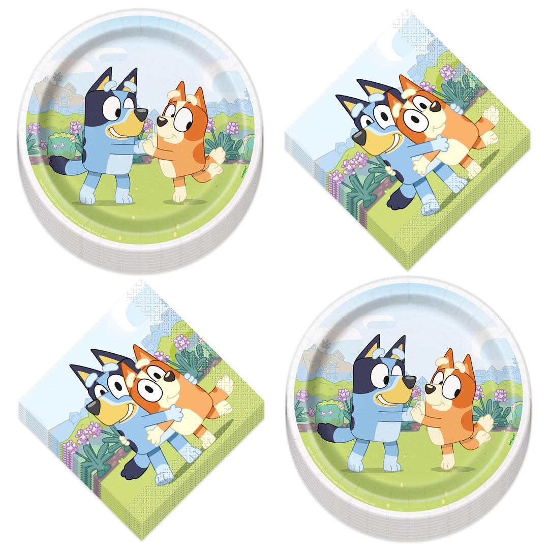 Bluey Party Supplies - Bluey Theme Birthday Party Round Paper Dessert ...