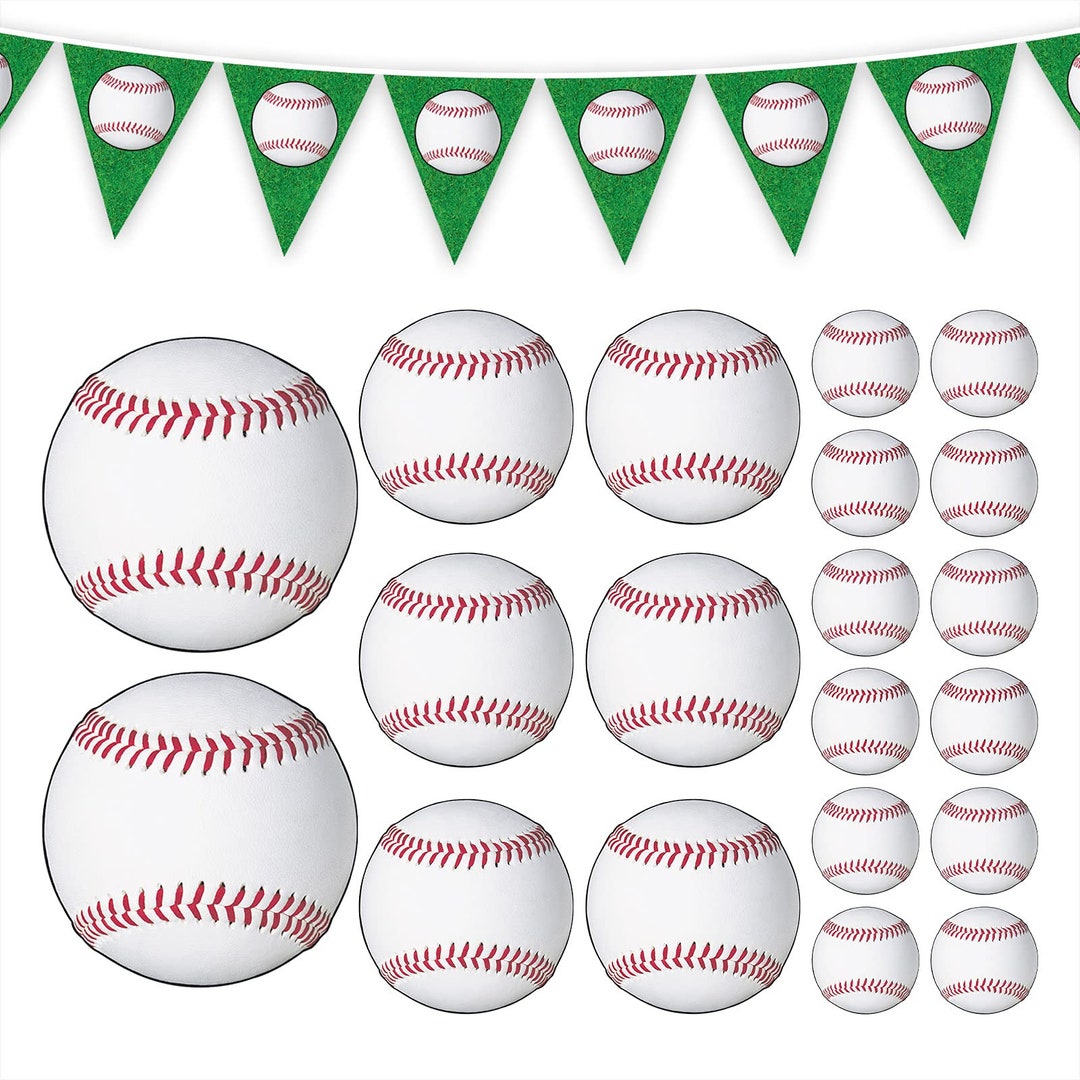 Baseball Party Pennant Banner Garland and Assorted Cutout Decorations ...