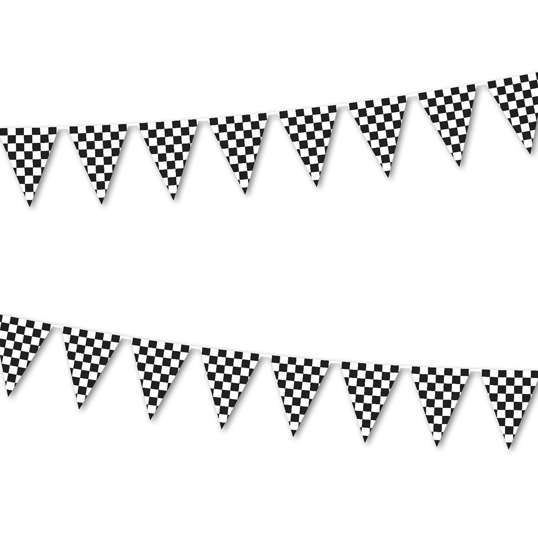Black and White Checkered Race Fan Plastic Flag Banner, 12' X 11 2 Pack ...