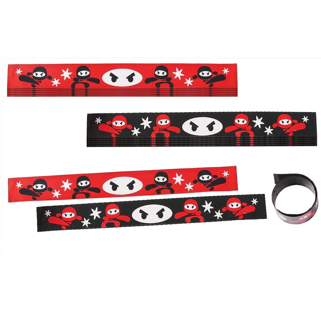 Ninja Party Favors - Red and Black Ninja Themed Slap Bracelets (12 ...