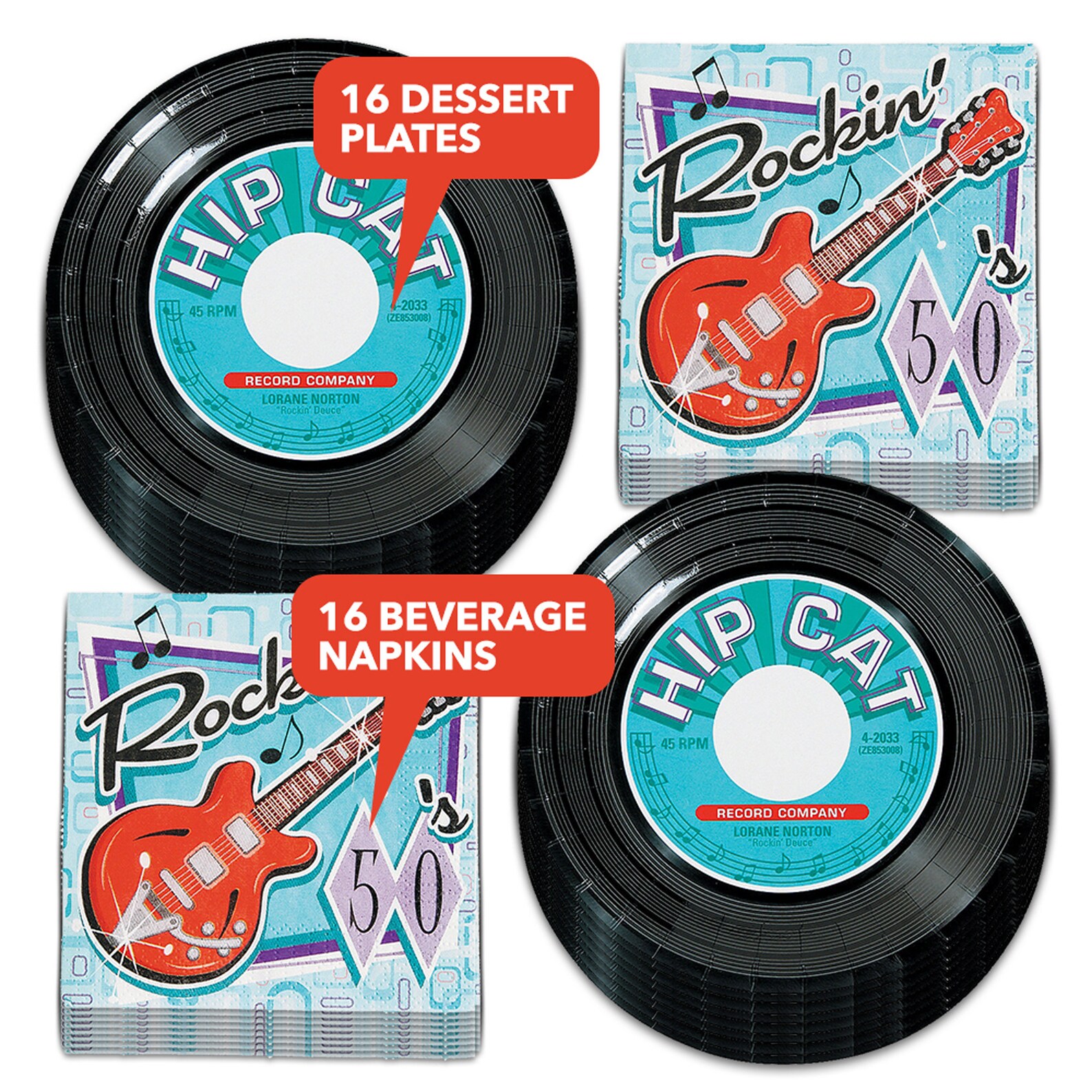 Record Themed Dessert Paper Plates and Rock & Roll Napkins - Etsy