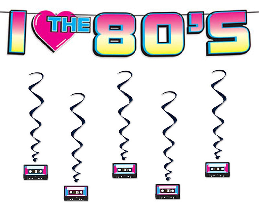 80's Party Decorations - I Love the 80's Streamer Garland and Cassette ...
