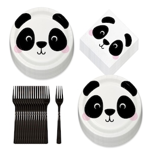 Panda Party Animal Face Paper Dinner Plates, Luncheon Napkins, and ...