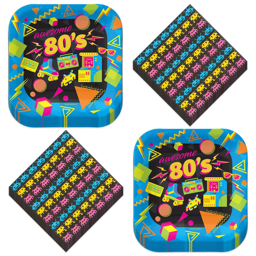 80s Party Supplies Totally Awesome Throwback Theme 1980's Icons Square ...