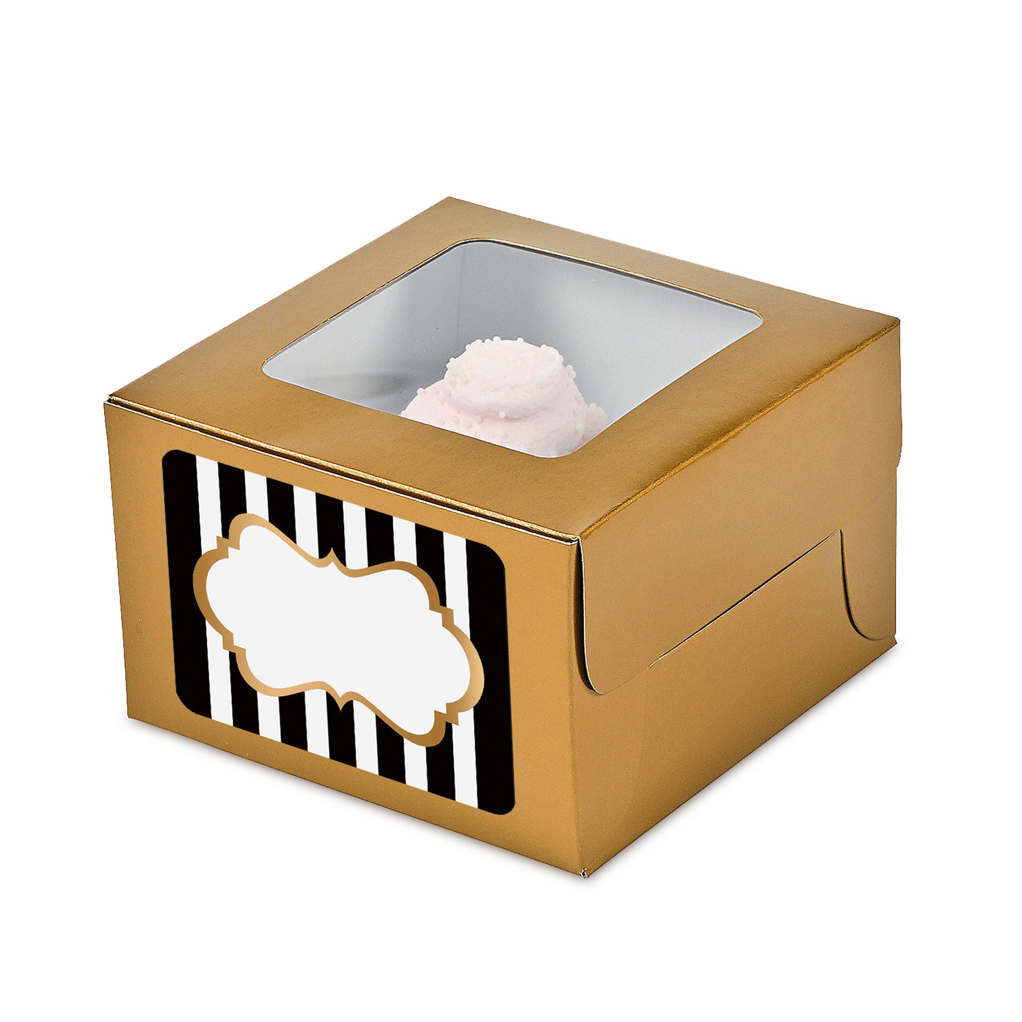 Gold Cupcake Boxes With Sticker Labels Single Cupcake Boxes - Etsy UK