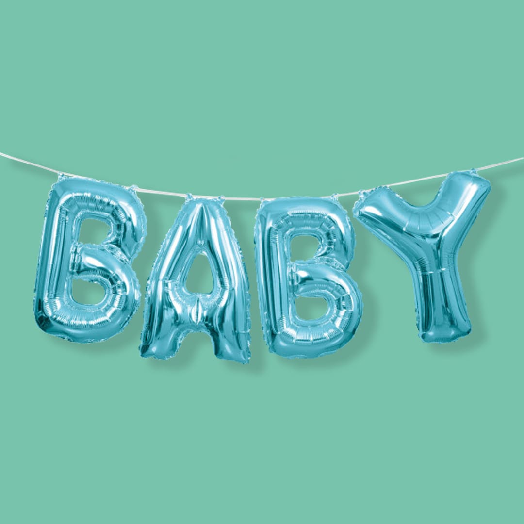 Blue "baby" Foil Block Letter Balloon Banner Kit for Baby Boy Showers ...